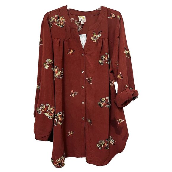 fig and flower | Tops | Nwt Fig Flower Blouse Plus Size 2x Embroidered ...